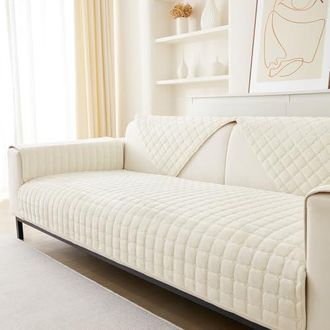 Shanna Housse de Canapé Épais 1/2/3/4 Places en Forme de L, Couvre Canapé Protege Housse de Canapé Universelle Antidérapante en Fausse Fourrure pour Salon (C