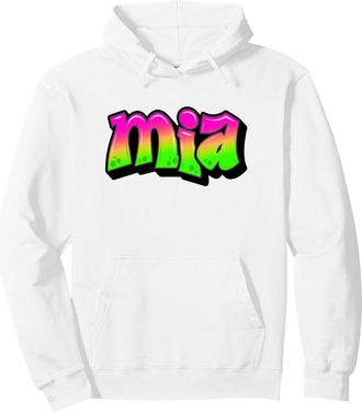 BDAZ Mia Graffiti Personalisierter Name Gr&uuml;n Rosa Frauen M&auml;dchen Pullover Hoodie