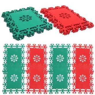 Angoily 24 St&uuml;ck Weihnachts Platzset aus Filz mit Schneeflockenmotiv Hitzebest&auml;ndig Wiederverwendbar Quadratische Tischsets f&uuml;r Familien Caf&eacute;s und Festliche D