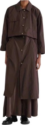 Meimeij Trench-coat long d&eacute;tachable - Femme - Manteaux - Brun - Taille: 40 FR