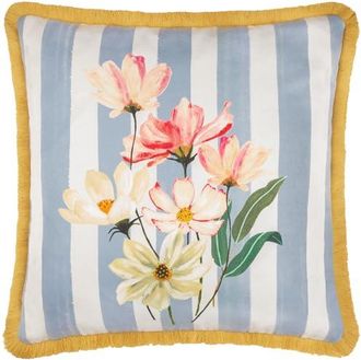 furn. Wylder Nature Marais Cosmos bedrucktes Kissen mit Chenille-Polyesterfüllung - Blau/Gelb - 45 x 45 cm