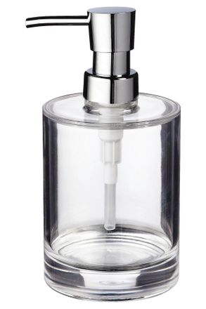 Sadena Seifenspender, Chrom, Transparent, Kunststoff, 8.3x15.8x8.3 cm, Kunststoffpumpe, Spender problemlos zum Nachf&uuml;llen, Badaccessoires, Waschplatzzubeh&ouml;r,
