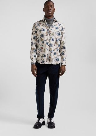 Eden Park Chemise En Coton &Agrave; Imprim&eacute; Floral Beige Coupe Slim