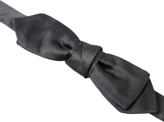 Dolce & Gabbana Dark Gray Silk Adjustable Neck Men Papillon Bow Tie