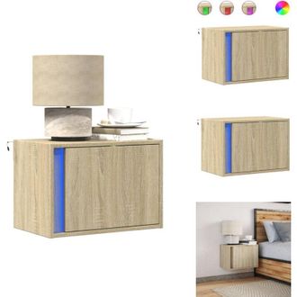 vidaXL Wand-Nachttisch mit LED-Leuchten Sonoma-Eiche - Wand-Nachttisch - Wand-Nachttische - Wand Nachtschrank - Wand Nachtschr&auml;nke