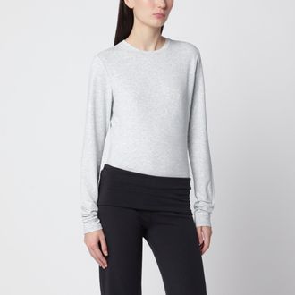 SKIMS Light grey long-sleeved T-shirt in stretch cotton jersey