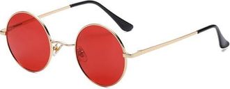 Generic Lunettes De Soleil Rondes En M&eacute;tal For Hommes Et Femmes, Lunettes De Soleil De Vacances For Photos(Red)