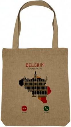 Fabulous Sac Shopping Tote Bag Aspect Lin - Belgium Is Calling Me Flag Heritage Culture - Sac de Courses Toile Epaisse 360g Beige Naturel Cabas Port&eacute; Epaule So