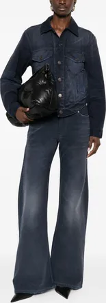 Balenciaga Curved-Waistband Denim Jacket - Dark blue