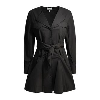 Ganni G&uuml;rtel-Hemdblusenkleid aus Baumwolle - - Dresses - Damen - Schwarzk - XS