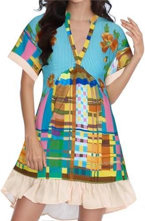 Generic Robes boh&egrave;me 2026 pour femmes, robe cabana grande taille, bleu ciel, XXL