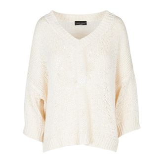 Roberto Collina Femme, Pulls, Beige, Taille: 38 FR Pull en coton &agrave; col en V