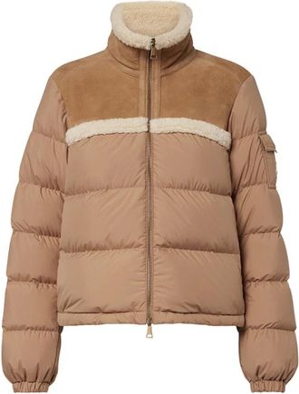 Moncler Femme, Vestes, Brun, Taille: 38 FR Doudoune Aurore avec garniture en shearling