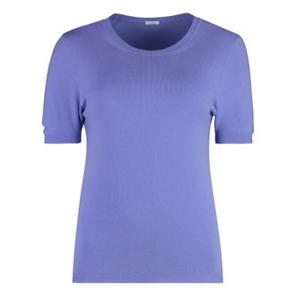 Malo Gerippter Strick Kurzarm Pullover - - Knitwear - Damen - Lila - 2XS