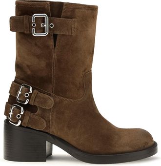 Chlo&eacute; Womens Ankle Boots Dakota Chocolate Brown Suede Calf Leather