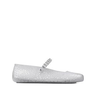 Jimmy Choo London Femme, Chaussures, Gris, Taille: 40 EU Chaussures avec strass et semelle plate argent&eacute;e