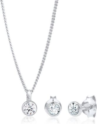 Elli Schmuckset Damen Basic mit Kristallen in 925 Sterling Silber