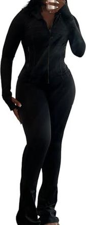Generic Survêtement 2 pièces pour femme - Leggings sexy pour sortir - Hauts de sport pour femme - Pantalon de yoga évasé - Vêtements de sport Y2K Co Ord - Ens