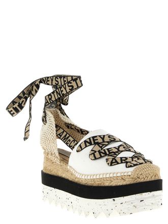 Stella McCartney Womens Beige Cotton Wedge Sandals