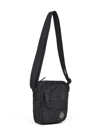 Stone Island Mens Crossbody Bag Coated Nylon Black Resin Belt