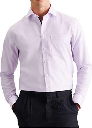 Seidensticker Chemise &agrave; Manches Longues Coupe Droite T-Shirt, Lilas, 45 Homme