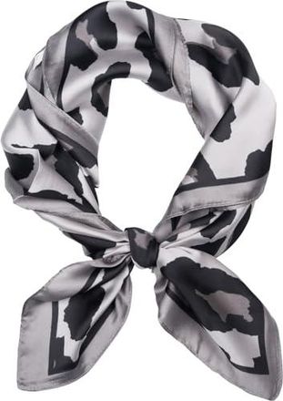 styleBREAKER Foulard femme avec motif léopard et bordure colorée, foulard, foulard carré, bandana 01016231, couleur:Gris-noir