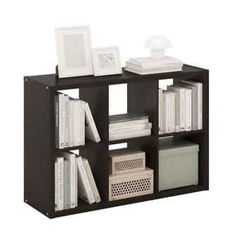 Furinno Cabine de Rangement Décorative à Dos Ouvert à 6 Cubes, Chêne Foncé