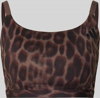adidas Slim Fit SportBH mit Allover-Animal-Print