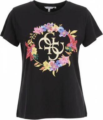 Guess T-Shirt Logo Gold Capsule - - Tops - Damen - Schwarzk - M