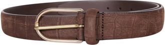 Dell'Oglio Homme, Accessoires, Brun, Taille: 105 CM Ceinture en nubuck avec crocodile