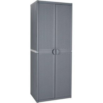 vidaXL Vidaxl - Armoire de rangement de jardin gris 65x45x172 cm pp rotin