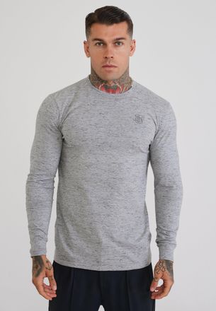 Siksilk Herren Graues Langarm-Melange-T-Shirt XXL