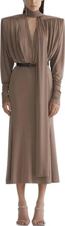 MUGLER Femme, Robes, Brun, Taille: 36 FR Draped Midi Dress
