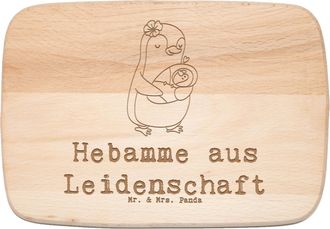 Mr. & Mrs. Panda Holzschneidebrett Hebamme Leidenschaft - Geschenk, Holzbrett, Schneidebrett, Beruf, Brotzeitbrett, Holzbrettchen, Fr&uuml;hst&uuml;cksbrettchen, Fr&uuml;hst&uuml;cksbrett