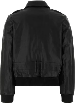 A.P.C. Womens Black Leather Gaelle Jacket Noir Camicie Shirt