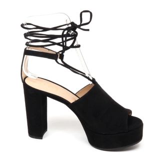 Unisa Schwarze Kid Wildleder Keil Sandalen Schuhe - - Shoes - Damen - Schwarzk - 38 EU