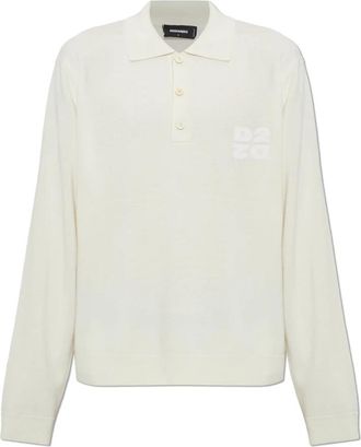 Dsquared2 Lang&auml;rmeliges Wollpoloshirt - - Knitwear - Herren - Beige - 2XL
