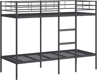 vidaXL Vidaxl - Lit superpos&eacute; noir 80x200 cm en acier - Construction robuste avec &eacute;chelle int&eacute;gr&eacute;e - Garde-corps pour s&eacute;curit&eacute; accrue