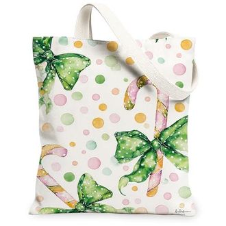 Generic Sacs fourre-tout en toile color&eacute;e, motif noeud festif, sacs de courses r&eacute;utilisables, sacs de courses fantaisie, l&eacute;gers et lavables &agrave; bandouli&egrave;re pour