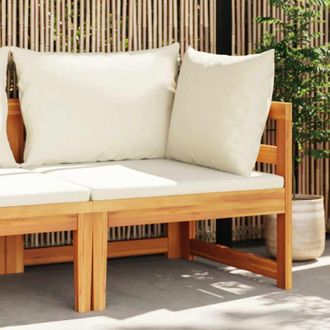 vidaXL Ecksofa mit Cremewei&szlig;en Kissen Massivholz Akazie Vidaxl