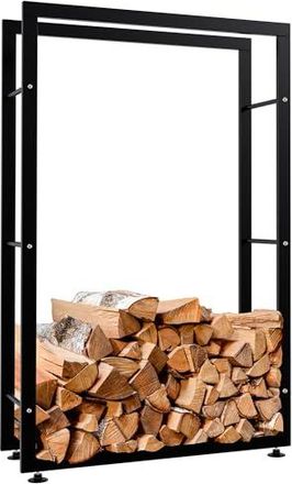 Clp Porte-b&ucirc;ches pour Bois De Chemin&eacute;e Keri V2 en M&eacute;tal Noir I Porte-Bois De Chamin&eacute;e Solide Et Moderne I Support pour B&ucirc;ches, Couleur:Noir, Taille:25x80x