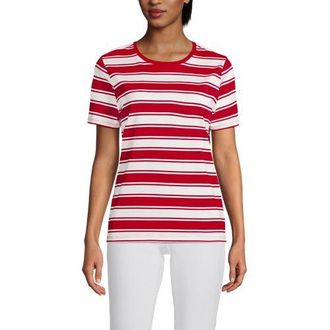 Lands End Supima Kurzarm-Shirt mit rundem Ausschnitt, Damen, Gr&ouml;&szlig;e:32-34 regular, Rot, Baumwolle, by Lands End