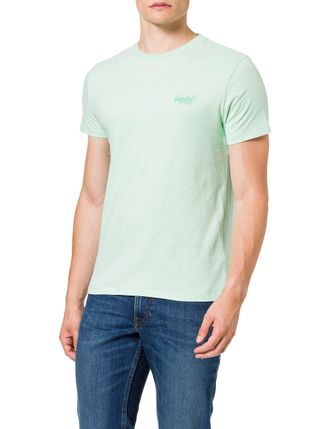 Superdry Herren Essential T-Shirt aus Bio-Baumwolle mit Logo Mintgr&uuml;n Meliert M