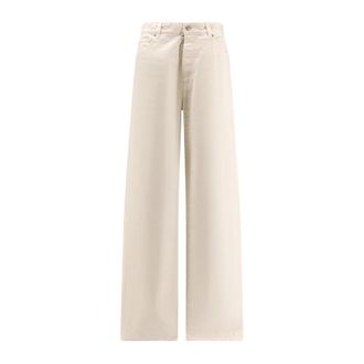 Balenciaga Wei&szlig;e Zerrissene Saum Weite Passform Hose - - Trousers - Damen - Wei&szlig; - S