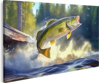 Islandburner Bild auf Leinwand Gefrorener Moment: Fisch springt aus Wasser Bilder Wandbilder Poster