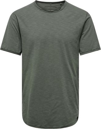 Only & Sons Herren O&S Rundhals T-Shirt Langes Einfarbiges Kurzarm Shirt Basic Shortsleeve aus Baumwolle ONSBENNE