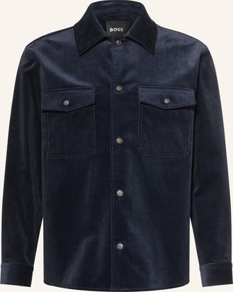 HUGO BOSS Cord-Overshirt Carper blau