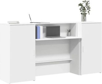 vidaXL Vidaxl - Bureau de réception blanc 200x50x103,5 cm bois dingénierie