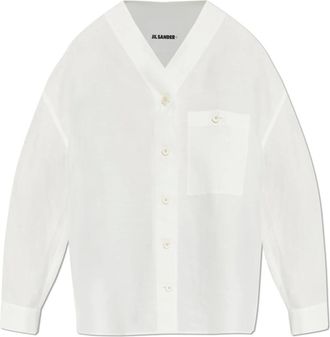 Jil Sander Femme, Blouses et Chemises, Blanc, Taille: 38 FR Chemise &agrave; col en V