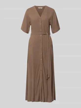Selected Regular Fit Leinenkleid mit V-Ausschnitt Modell VIVA